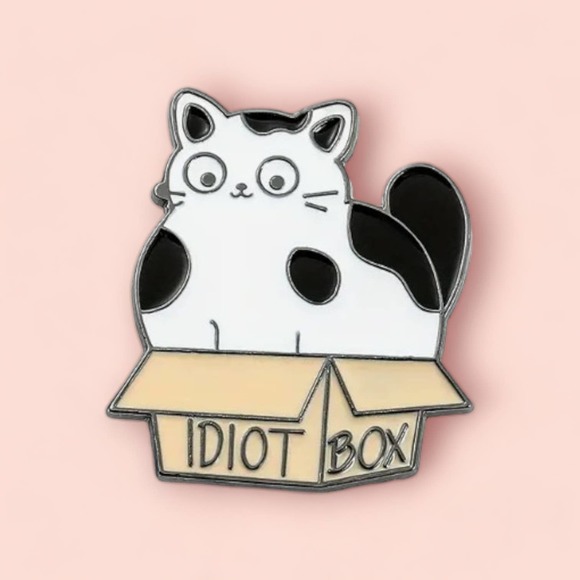 Jewelry | New Idiot Box Cat In Box Kawaii Cute Enamel Pin | Poshmark